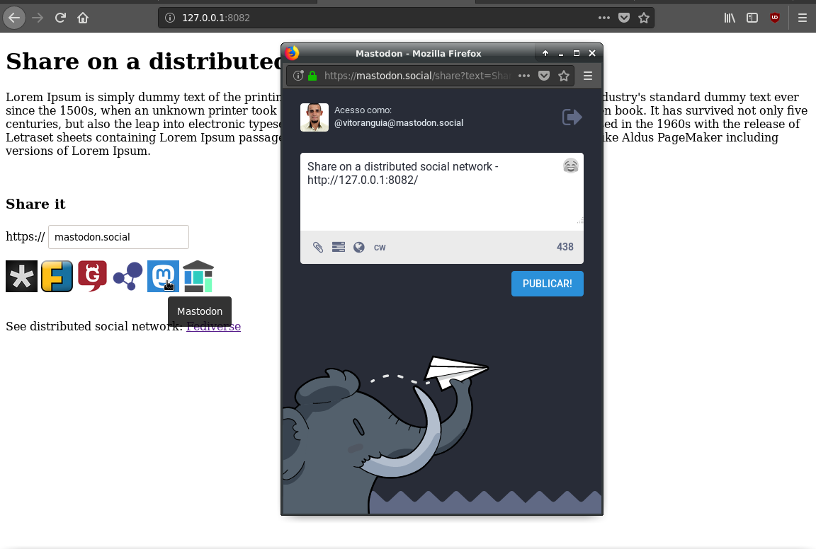 Share on a distributed social network